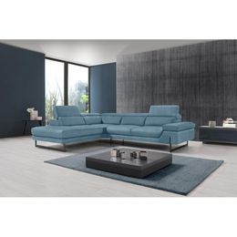 Egoitaliano Ecksofa &raquo;Queenie, extravagantes Sofa mit erstklassigem Sitzkomfort&laquo; mit verstellbarer Armlehne und Kopfteilen f&uuml;r Wohlf&uuml;hlkomfort blau Luxus-