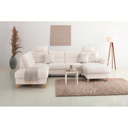 Home Affaire Wohnlandschaft &raquo;Westerland U-Form&laquo; Federkern, wahlweise Bettfunktion, Stauraum und Armlehn-Verstellung beige 100% Polyester