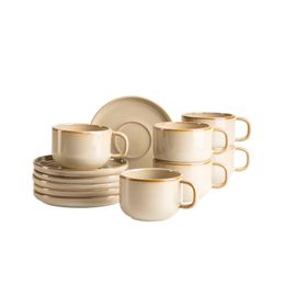 M&auml;ser M&Auml;SER Tasse &raquo;Kaffeetassen-Set Cordelia, aus Steinzeug&laquo; 12er Set, bestehend aus 6 Tassen und 6 Untertassen beige Steinzeug