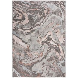 FLAIR RUGS Teppich &raquo;Marbled&laquo; rechteckig 12 mm H&ouml;he dezenter Glanz, mehrfarbig, modernes Marmor-Design rosa Kunstfaser