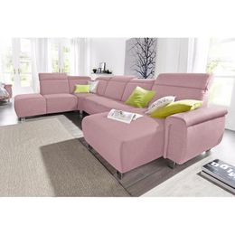 Sit & More sit&more Wohnlandschaft &raquo;Township U-Form&laquo; wahlweise mit elektrischer Wallfree-Funktion rosa NaturLEDER (echtes Rindsleder) in Sitz und R&uuml;cken. Korpus 