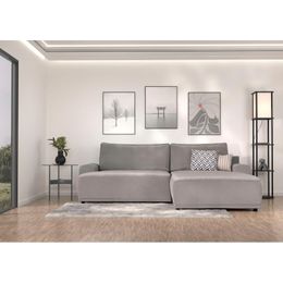 Trendmanufaktur Ecksofa &raquo;Fordon, Schlafsofa mit Bettkasten, Couch in L-Form, Breite 250 cm&laquo; in Struktur fein LEO, haustierfreundlich, schlamm, 