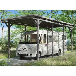 Skan Holz Einzelcarport &raquo;Caravan-Emsland&laquo; Leimholz 341 cm dunkelgrau grau