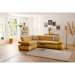 Home Affaire Ecksofa &raquo;Avesa L-Form&laquo; Wahlweise mit Arm- und Bettfunktion, B/T/H: 275/211/80 cm gelb 95% Polyester, 5% Polyacryl