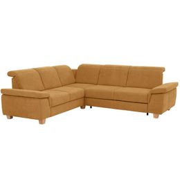 Home Affaire Ecksofa &raquo;Dalia L-Form&laquo; mit Federkernpolsterung, wahlweise mit Bettfunktion, Bettkasten gelb Luxus-Microfaser Florence (100% Polyester);