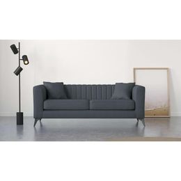 Home Affaire 3-Sitzer &raquo;MATTHEW elegantes Designsofa, Ma&szlig;e B/T/H: 201/86/74 cm&laquo; feine Steppung im R&uuml;ckenbereich, lose Sitzkissen, incl. Zierkissen grau