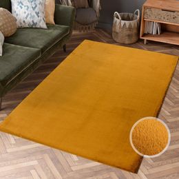 Carpet City Hochflor-Teppich &raquo;TOPIA 400&laquo; rechteckig 21 mm H&ouml;he Kunstfell-Teppich mit Kaninchenfell-Optik, Haptik, Schlafzimmer gelb Polyester