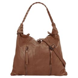 Samantha Look Damen Shopper echt Leder, Made in Italy braun