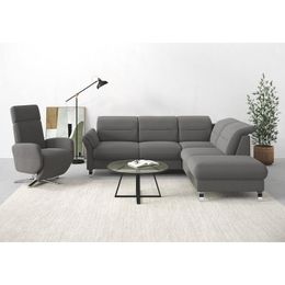 Sit & More sit&more Ecksofa &raquo;Grenoble L-Form mit Federkern&laquo; wahlweise mit Bettfunktion, Bettkasten, Arm- und Kopfteilverstellung grau