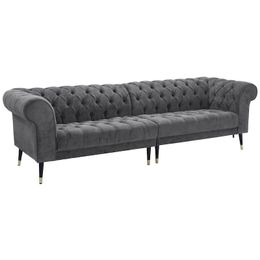 Home Affaire Chesterfield-Sofa &raquo;Tinnum&laquo; grau Luxus-Microfaser Vintageoptik (66% PU, 27% Polyester, 7% Baumwolle);Struktur weich( 97% Polyester, 3% 