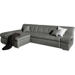 DOMO collection Ecksofa &raquo;Mona L-Form&laquo; wahlweise mit Bettfunktion grau Struktur fein 100% Polyester;Chenilleoptik 100% Polyester;SOFTLUX/Struktur fein 