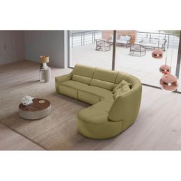 Egoitaliano Ecksofa &raquo;Puffy, extravagant & edel, Retro Designsofa, hoher Sitzkomfort, L-Form&laquo; mit Ottomane, wahlweise mit und ohne elektrischer Relaxfunktion gr&uuml;n 