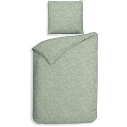 Bettw&auml;sche &raquo;Alloro&laquo; 2 Stk. tlg. Blumen Muster, 100% Baumwolle, Bettw&auml;sche ab 135x200 cm. gr&uuml;n Flanell, Obermaterial: 100% Baumwolle