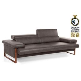 W.Schillig 2-Sitzer &raquo;finn&laquo; German Design Award 2016, Fu&szlig;gestell Nussbaum natur, Breite 210 cm wei&szlig; Flachgewebe S22 (100% Polyester);Stoff S37 (100% 