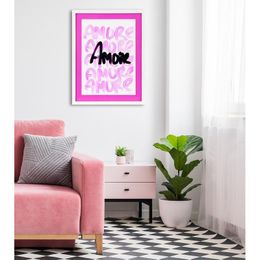 queence Bild mit Rahmen &raquo;Spruch, Spr&uuml;che, Liebe&laquo; Liebesspr&uuml;che Spr&uuml;che 1 Stk. tlg. Poster mit buntem Acrylglas Passepartout pink Acrylglas, Holz
