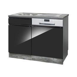 KOCHSTATION Sp&uuml;lenschrank &raquo;KS-Virginia&laquo; 110 cm breit, inklusive Einbausp&uuml;le schwarz Holzwerkstoff, MDF