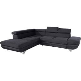 COTTA Ecksofa &raquo;Enterprise L-Form&laquo; mit Arm- & Kopfteilverstellung, wahlweise mit Bettfunktion schwarz Struktur (100% Polyester );Chenille (90% 