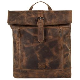 BAGAN Damen Cityrucksack echt Leder braun B/H/T: 40cm x 33cm x 9cm, onesize