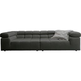 Home Affaire Big-Sofa &raquo;Ancona B/T/H: 290/110/70 cm&laquo; auff&auml;llige Steppung, inkl. 2 Zierkissen und verstellbaren Kopfst&uuml;tzen grau