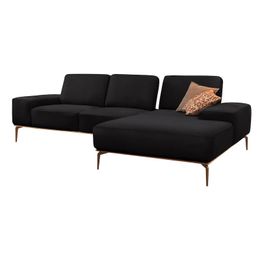 W.Schillig Ecksofa &raquo;run, Designsofa mit tollem Sitzkomfort, bequem, L-Form&laquo; mit Holzsockel, F&uuml;&szlig;e in Bronze pulverbeschichtet, Breite 279 cm schwarz 