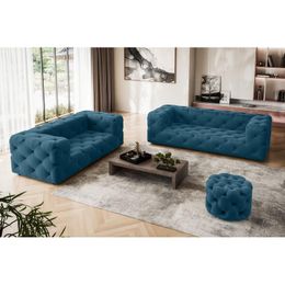 Home Affaire 2-Sitzer &raquo;FOLLINA&laquo; 2-Sitzer Sofa mit klassischer Chesterfield-Knopfheftung blau 100% Polyester