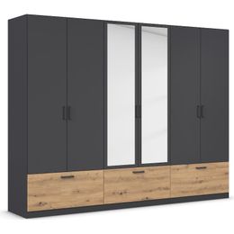 Rauch Dreht&uuml;renschrank &raquo;Kleiderschrank Schrank Garderobe W&auml;scheschrank BARI mit Spiegel&laquo; mit Schubk&auml;sten und modernem Griff in Graumetallic MADE IN 