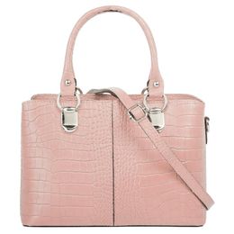 CLUTY Damen Umh&auml;ngetasche echt Leder, Made in Italy rosa