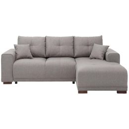 Home Affaire Ecksofa &raquo;Viborg L-Form&laquo; mit Regal in der Armlehne, wahlweise mit Bettfunktion grau Struktur (100% Polyester);Struktur fein ( 100% 