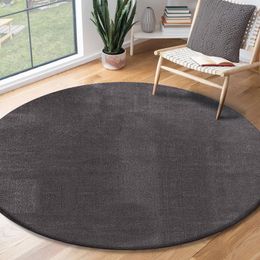 the carpet Teppich &raquo;Relax round&laquo; rund 16 mm H&ouml;he waschbarer Wohnzimmer Teppich modern rutschfest grau Polyester