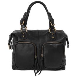 Forty Damen forty&deg; Henkeltasche echt Leder, Made in Italy schwarz