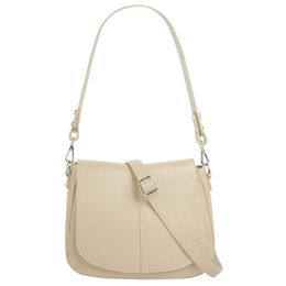 CLUTY Damen Umh&auml;ngetasche echt Leder, Made in Italy beige