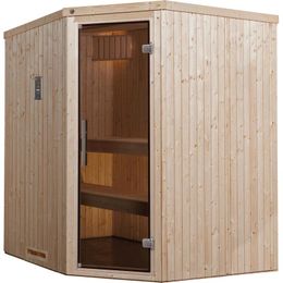 Weka Sauna &raquo;Varberg&laquo; Set, 7,5 kW Bio-Ofen mit digitaler Steuerung beige