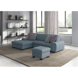 Sit & More sit&more Ecksofa &raquo;Luxor L-Form&laquo; wahlweise mit Bettfunktion, Bettkasten und Kopfteilverstellung blau Luxus-Microfaser ALTARA NUBUCK (100% Polyester);