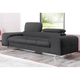 COTTA 2-Sitzer &raquo;Chef&laquo; Big-Sofa mit Kopfteilverstellung, edle Metallkufen schwarz Softlux -Kunstleder;NaturLeder (echtes Rindsleder);Luxus-Microfaser (