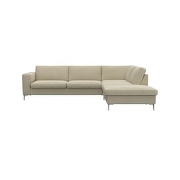 FLEXLUX Ecksofa &raquo;Fiore, super Sitzkomfort durch Kaltschaum im Sitz, L-Form&laquo; breite Armlehnen, F&uuml;&szlig;e Alu beige 100% Polyester