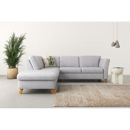 Home Affaire Ecksofa &raquo;Trelleborg L-Form&laquo; Federkern-Polsterung, wahlweise mit Bettfunktion und Stauraum silber 100% Polyester