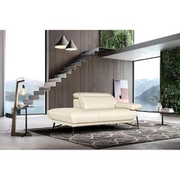 Egoitaliano Ottomane &raquo;Anais, erstklassiges Designsofa, Breite 179 cm, Fu&szlig;farbe schattengrau&laquo; Kopfteil verstellbar, Leder BULL, cremewei&szlig; beige LEDER -Artikel BULL