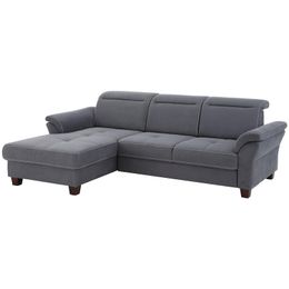 Home Affaire Ecksofa &raquo;Solvei L-Form&laquo; mit Recamierenabschlu&szlig; und Sitztiefenverstellung grau Struktur (100% Polyester);Luxus-Microfaser Lederoptik (100%