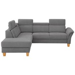 Home Affaire Ecksofa &raquo;Conville L-Form&laquo; Federkern, wahlweise mit Bettfunktion und Bettkasten bzw. Stauraum grau 100% Polyester