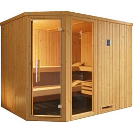 Weka Sauna &raquo;Varberg&laquo; Set, 7,5 kW Bio-Ofen mit digitaler Steuerung beige