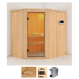 Karibu Sauna &raquo;Clara&laquo; Set, Ofen 9 KW externe Strg easy beige