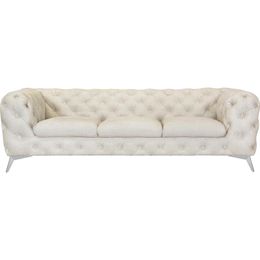Home Affaire Chesterfield-Sofa &raquo;Glynis&laquo; aufw&auml;ndige Knopfheftung, moderne Chesterfield Optik, Fu&szlig;farbe w&auml;hlbar beige Struktur (100% Polyester);