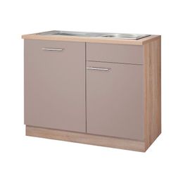 Wiho-K&uuml;chen wiho K&uuml;chen Sp&uuml;lenschrank &raquo;Montana&laquo; 110 cm breit, inkl. T&uuml;r/Griff/Sockel f&uuml;r vollint. Geschirrsp&uuml;ler braun
