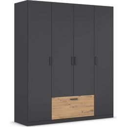 Rauch Dreht&uuml;renschrank &raquo;Kleiderschrank Schrank Garderobe W&auml;scheschrank BARI&laquo; mit Schubasten mittig, moderner Griff in Graumetallic MADE IN GERMANY 