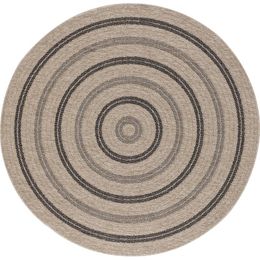 Teppich &raquo;RYE&laquo; rund 8 mm H&ouml;he Teppich In- /Outdoor Boho Jute-Optik, Balkon, Terrasse, Garten, Rund beige Kunstfaser