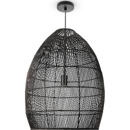 Paco Home Pendelleuchte &raquo;VIHMA&laquo; E27 Rattan Pendelleuchte Esstischlampe Nat&uuml;rlich LED Boho Rustikal E27 schwarz