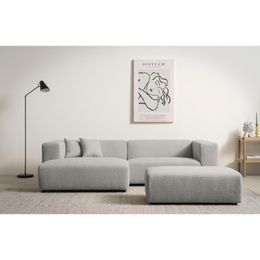 Home Affaire Polsterecke &raquo;BAKELS, Ecksofa-Set mit Hocker, L-Form mit Schlaffunktion&laquo; Ecksofa-Set (incl. Hocker) im trendigen Megacord grau