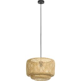 Eglo H&auml;ngeleuchte &raquo;HYKEHAM Pendellampe, Stahl und Holz, E27, H&auml;ngelampe, Flurlampe, Lampe&laquo; E27 1 Stk. H&auml;ngeleuchte, H110 x &Oslash;42 cm, schwarz, 1X40W exkl