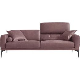 Egoitaliano 2,5-Sitzer &raquo;Masu, Designsofa mit erstklassigem Sitzkomfort&laquo; inkl. 2 Kissenrollen, R&uuml;ckenelemente manuell verstellbar, Metallf&uuml;&szlig;e rosa Leder CAREZZA (