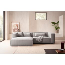 LeGer Home by Lena Gercke Ecksofa &raquo;PIARA mit Kedernaht, Cord, Leinenoptik o. Strukturstoff, Couch, L-Form&laquo; wahlweise Ottomane rechts/links, schwarze 